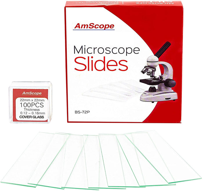 AmScope BS-72P-100S-22 72 Pieces of Pre-Cleaned Blank Microscope Slide ...